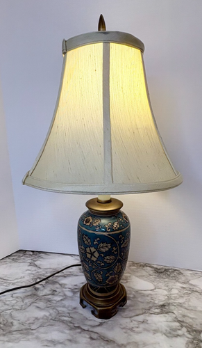 Antique Ceramic Floral Table Lamp 22-inch with White Fabric Shade | eBay