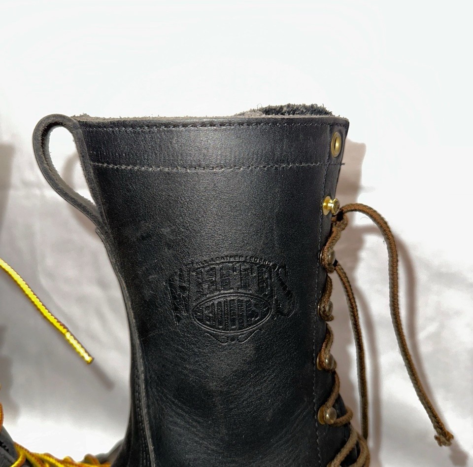 WHITE’S SMOKEJUMPER BLACK LEATHER HANDMADE W/ LINEMAN PATCH VIBRAM LUG ...
