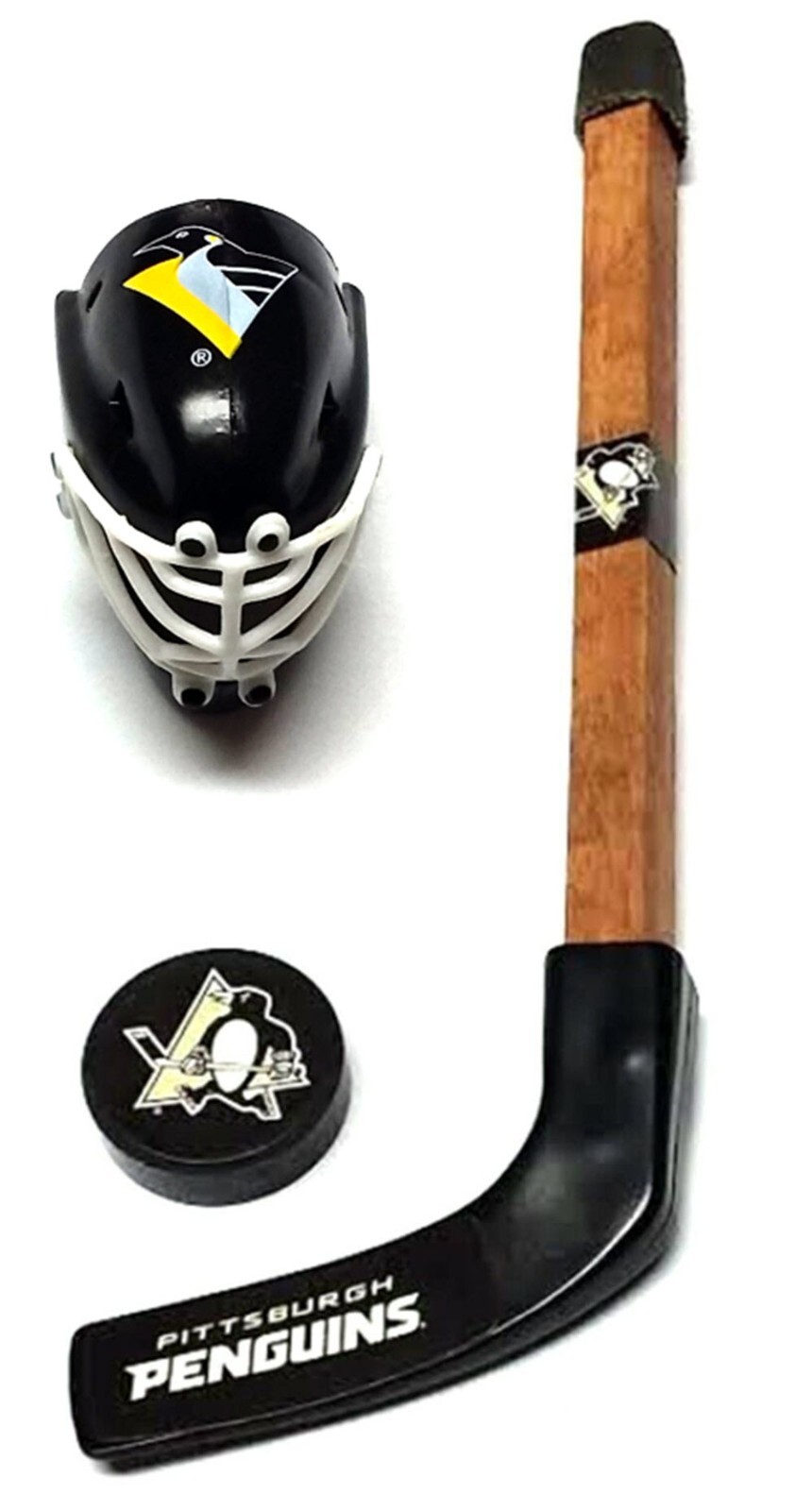 PITTSBURGH PENGUINS MINI MASH PUCK WOOD HOCKEY STICK 5.5" TALL NEW NHL ...