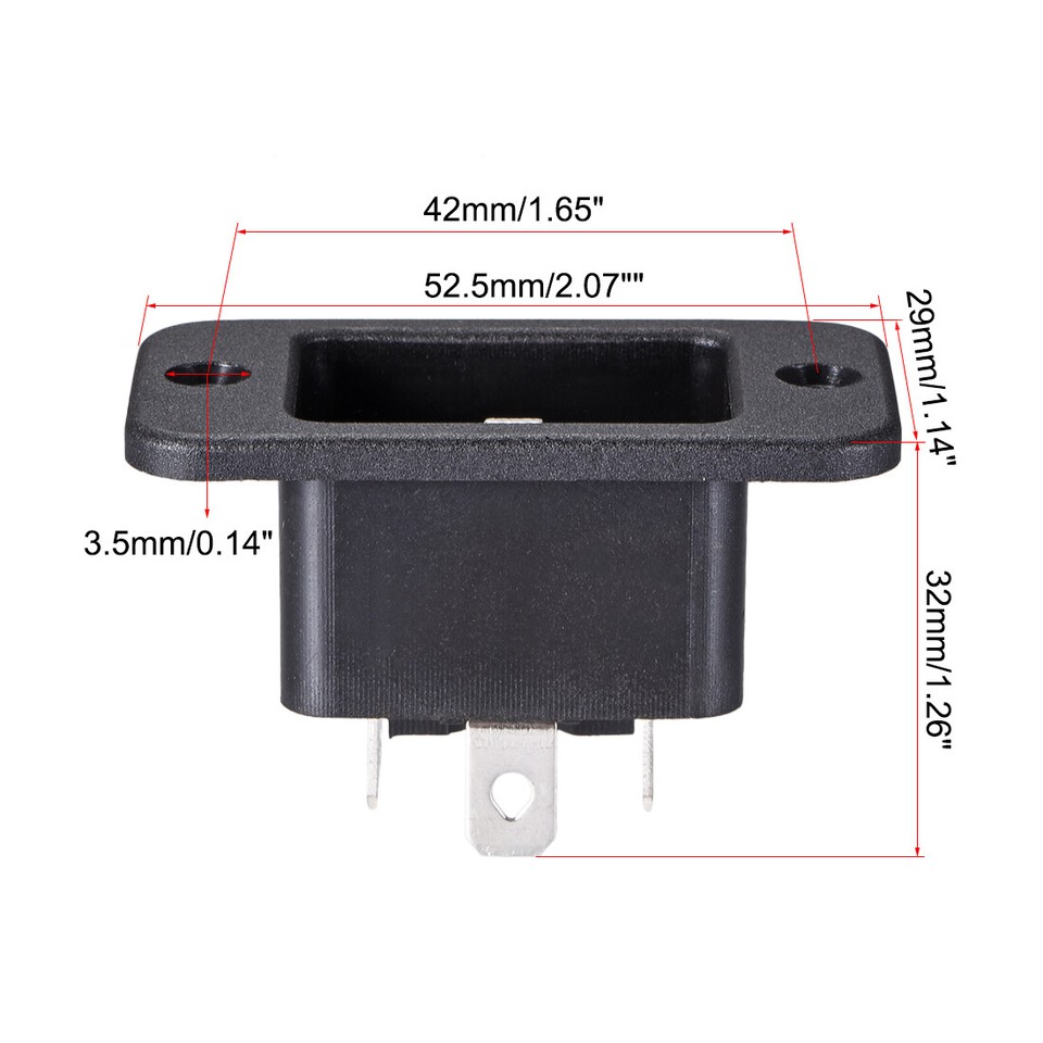 C20 Panel Mount Plug Adapter AC 250V 16A 3 Pins IEC Inlet Module Plug ...