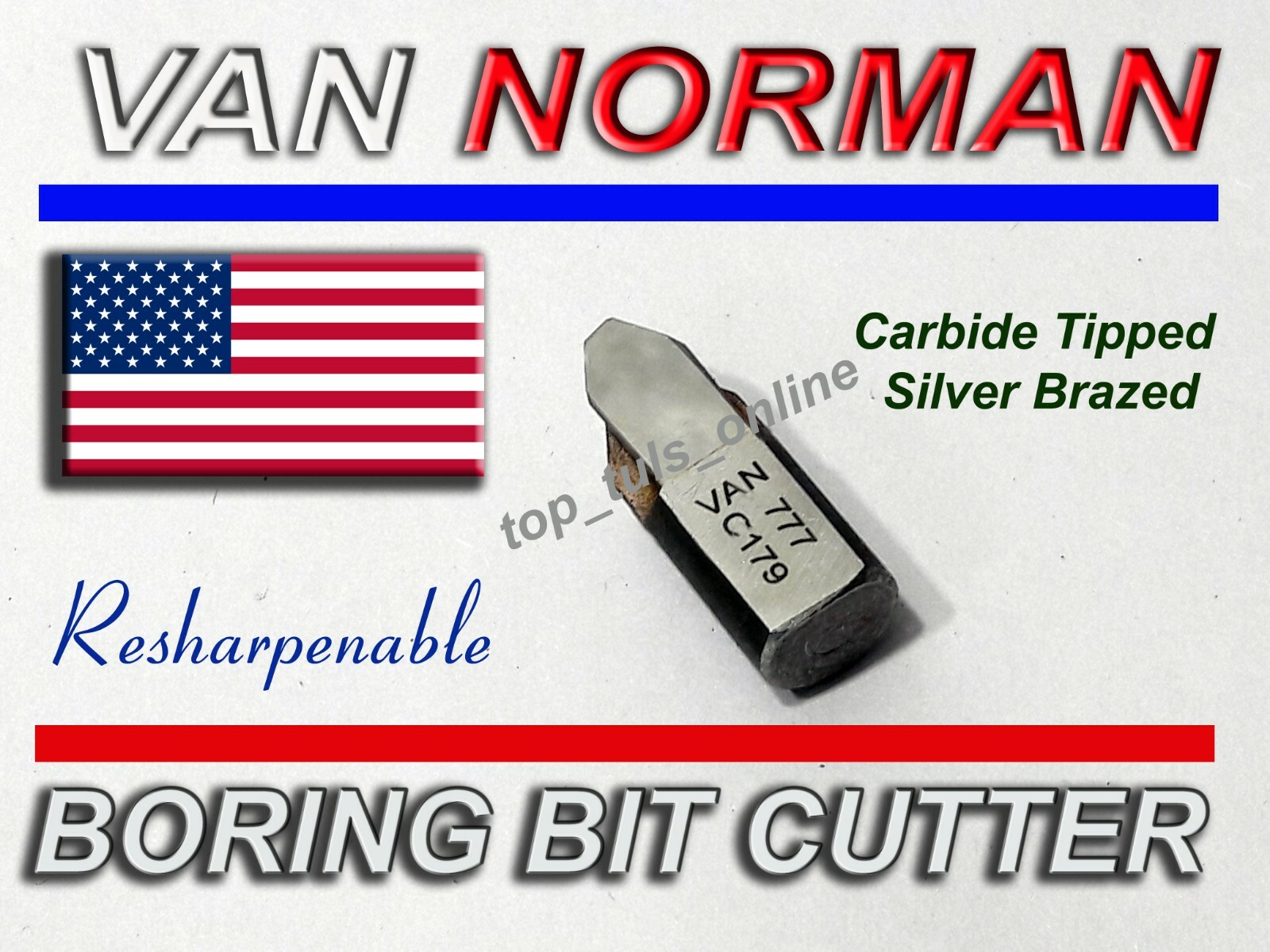 Van Norman USA Boring Bar Bit 944S & 777S 3/8" V Re sharpnable Carbide ...