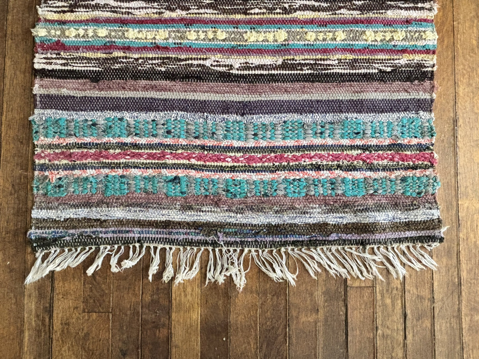 Trendy Swedish Hand Made Rag Rug (28 x 80 inches) 1920s | eBay