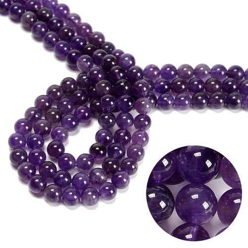 Natural Amethyst Smooth Round Beads Size 4mm 6mm 8mm 10mm 12mm 15.5 ...