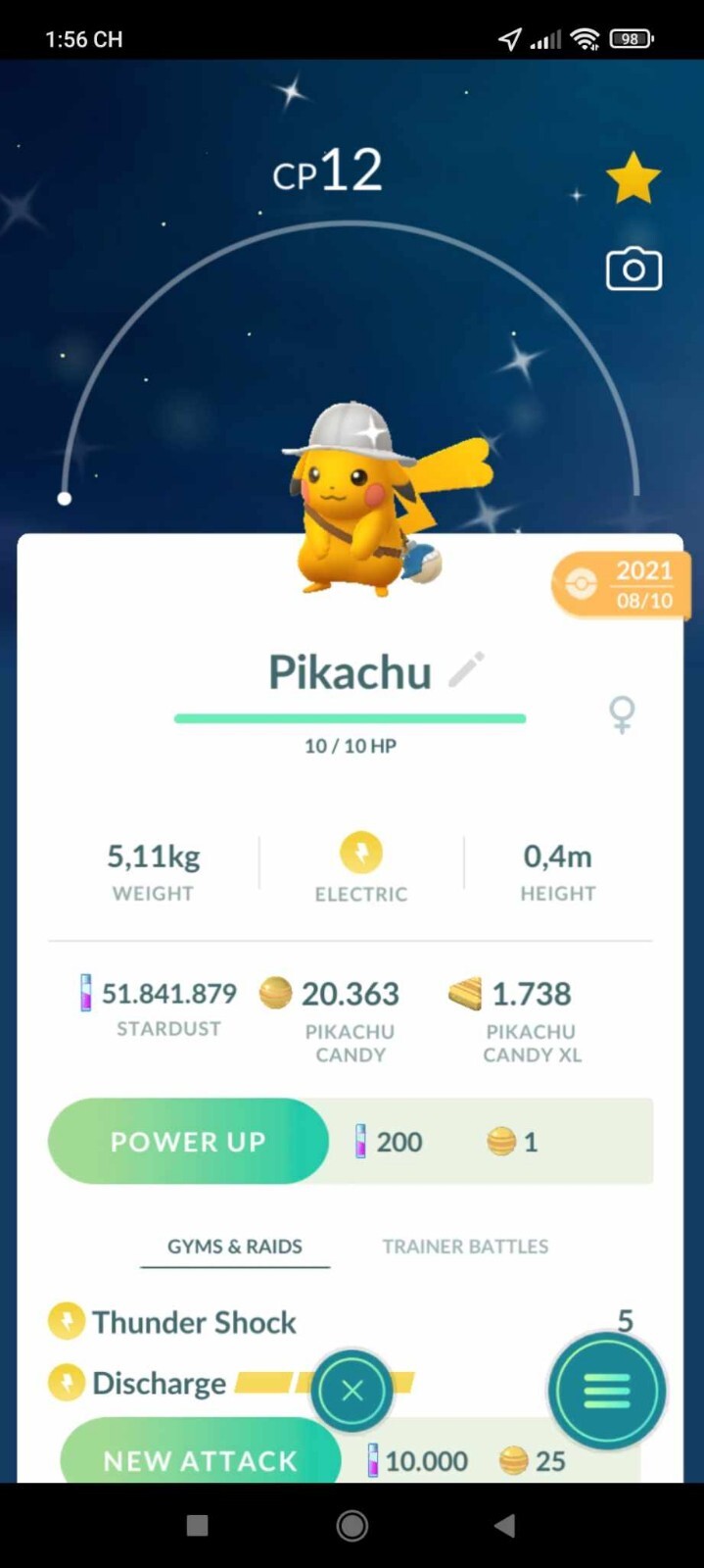Pokemon Shiny Pikachu LV1 female Explorer Hat - TRADE - Read ...