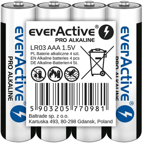 Everactive Lot De 4 Piles AAA Pro Alkaline Micro LR03 R03 1,5V Haute ...