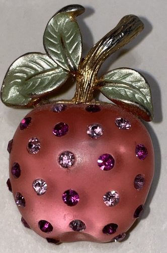 Vintage JS Rhinestone Jelly Belly Gold Tone Cherry Brooch Pin | eBay