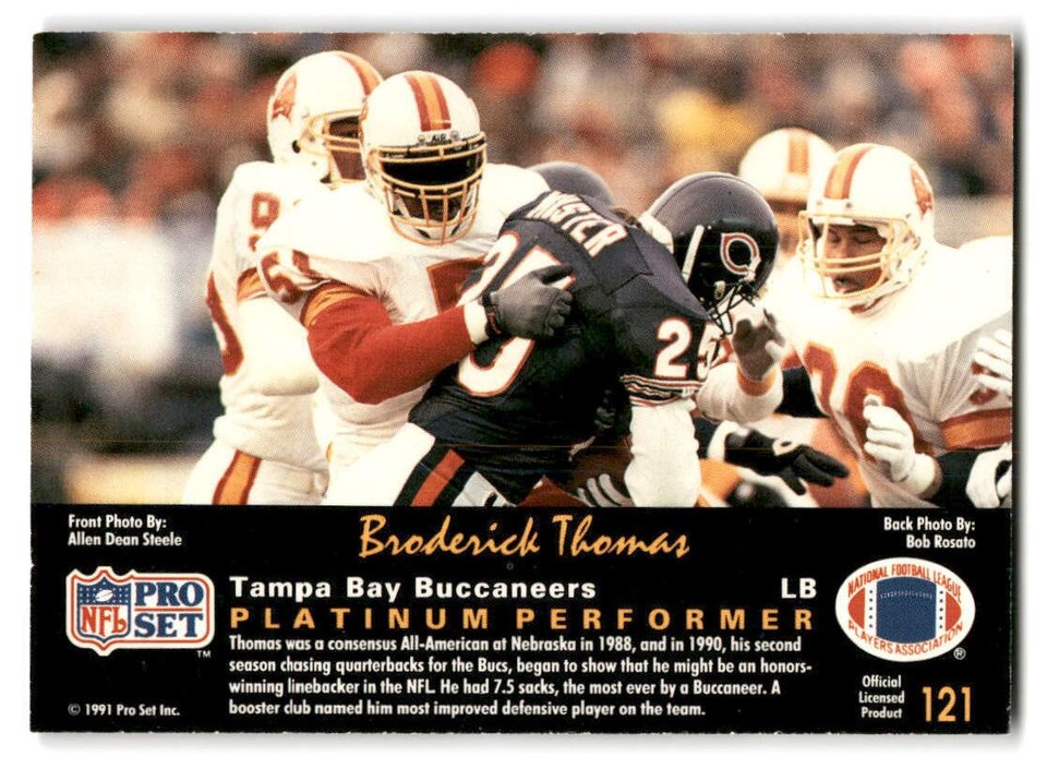 Broderick Thomas 1991 Pro Set Platinum #121 Tampa Bay Buccaneers ...