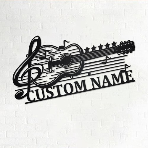 Personalized Guitar Musical Metal Name Sign, Custom Name Wall Art Decor ...