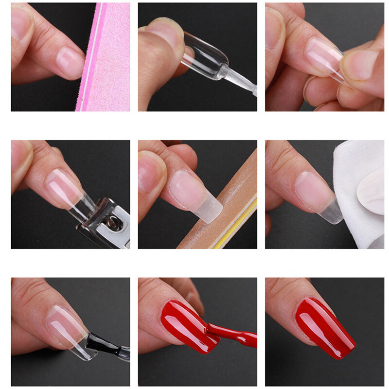100Pcs Short Ballerina False Nail Tips Acrylic Coffin Half/Full Cover ...