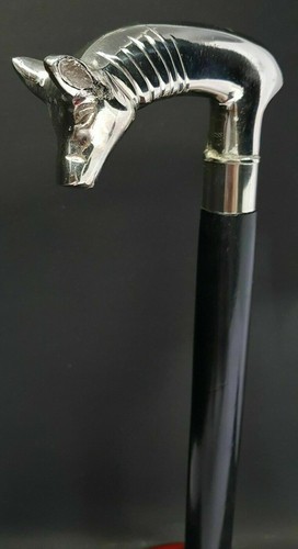 Vintage Silver Brass Pig Head Handle Antique Walking Stick Wooden ...