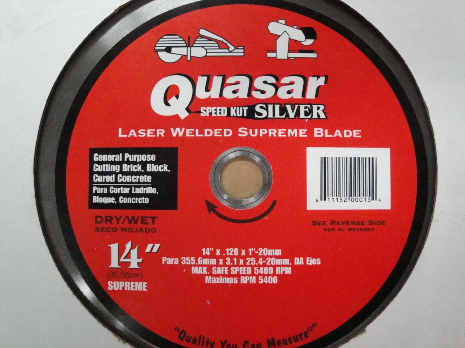 NEW Quasar Speed Kut Silver K200 14" Segmented Diamond Demo Saw Blade ...