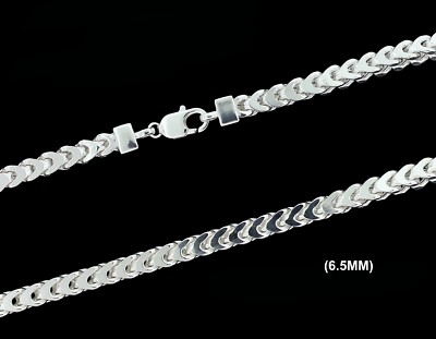 Mens 6.5MM Real 925 Solid Sterling Silver Franco Box Link Chain ...