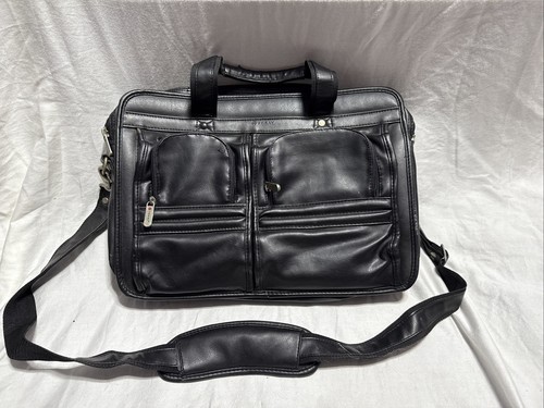 Foray men's briefcase laptop messenger Faux leather bag carry on Black ...