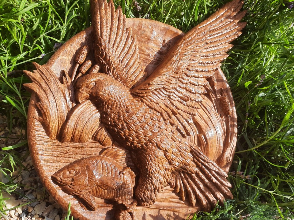 Hawk ornament wood carved plaque wall hanging art work home decor | eBay