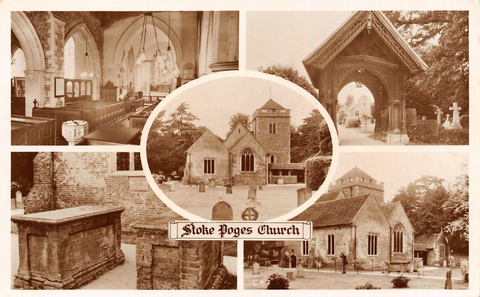 Stoke Poges Church Multi View Buckinghamshire,England RPPC Real Photo ...