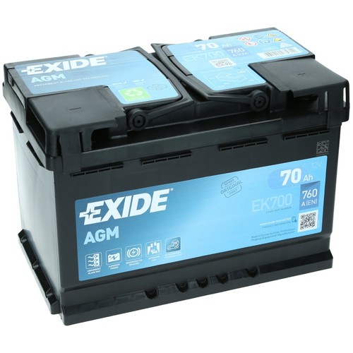 Exide EK700 AGM Start Stopp Autobatterie Starterbatterie 12V 70Ah 760A ...