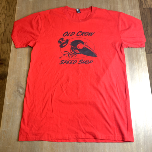 Old Crow Speed Shop Men's L Red Cotton Short Sleeve T-Shirt Land Speed ...