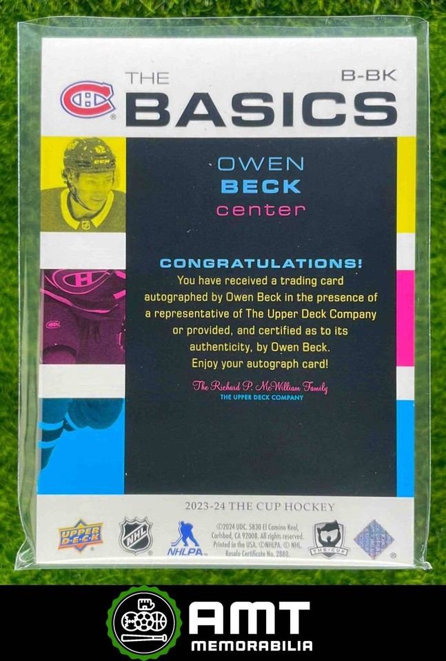 2023-24 Upper Deck The Cup #B-BK Owen Beck Basics Auto Montreal Canadiens | eBay