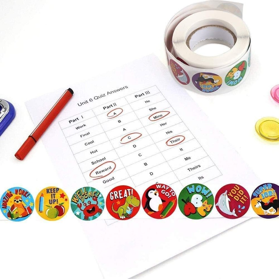 Reward Stickers for Kids 500 Stickers,8 Assorted Designs1.5 Inch School ...