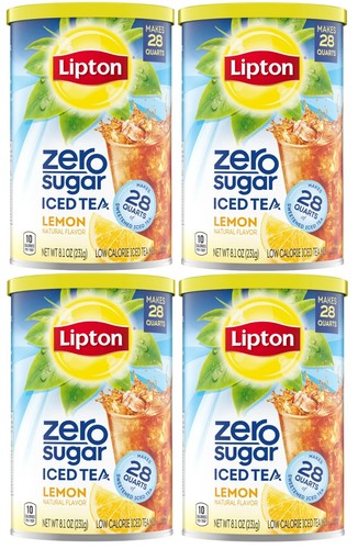 (4 Pack) Lipton Zero Sugar Iced Tea Mix Black Tea Lemon Caffeinated 28 ...
