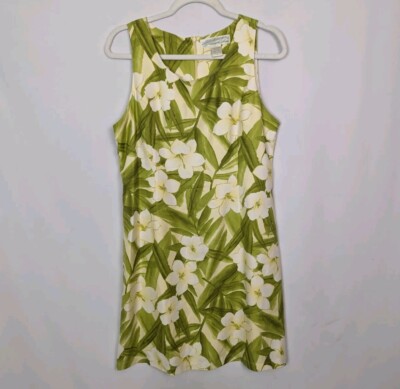 Pineapple Moon Black Floral Hawaiian Sleeveless Dress Size L Large 100% ...