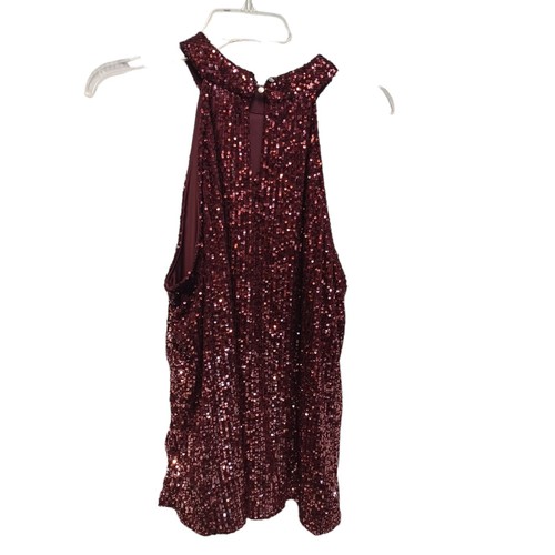 Cable & Gauge Womens Top Xlarge Sequin Red Twisted Halter Keyhole Back ...
