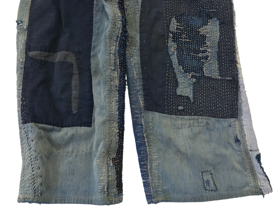 Vintage 40's Japanese Indigo Denim Boro Patchwork Sashiko Repaired ...