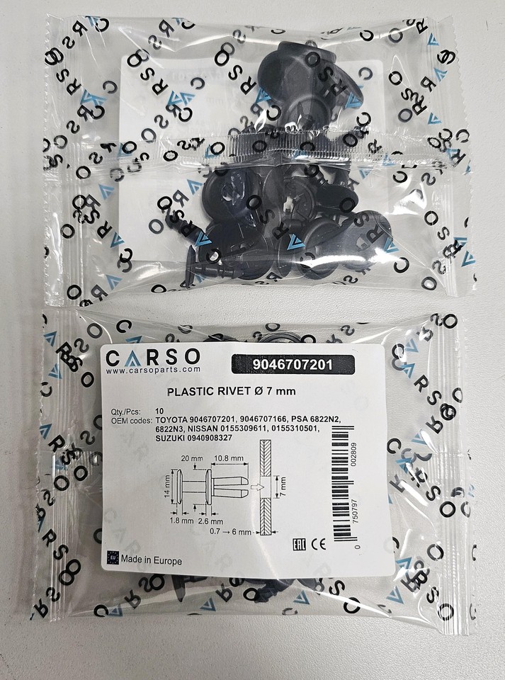 CARSO Ø 7 mm rivet for Toyota 9046707201, 10pcs | eBay