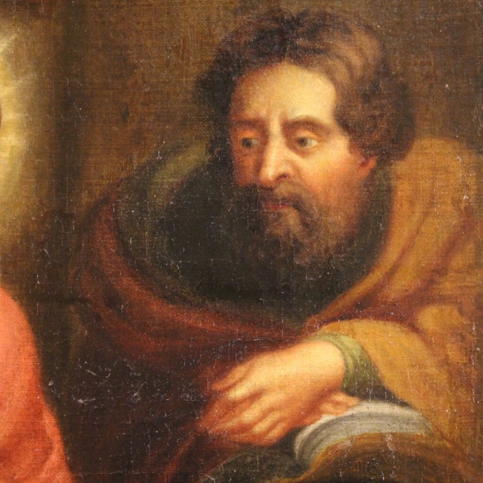 Painting Holy Family oil on canvas antique religious framework 18th ...