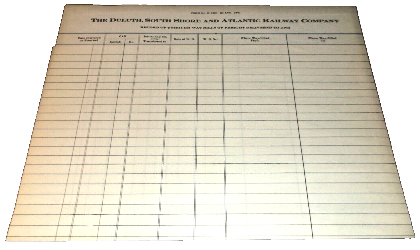 DULUTH SOUTH SHORE & ATLANTIC DSS&A FORM 344 WAYBILLS RECORD | eBay