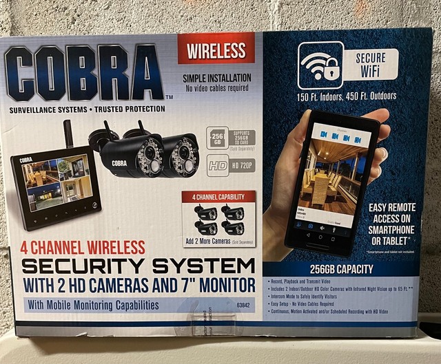 Cobra 4 Channel Wireless Security System, Black - 63842 for sale online ...