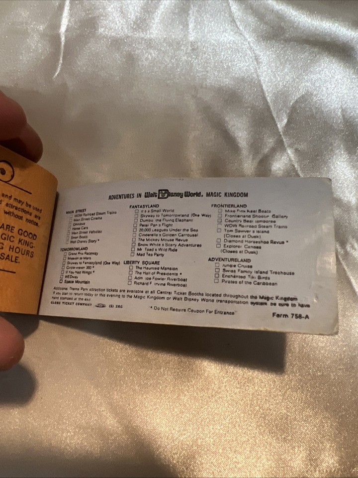 Walt Disney World Child ticket coupon book booklet original Disney 1970 ...