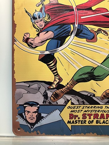 VINTAGE REPRODUCTION- TIN METAL SIGN- MARVEL COMICS- THE MIGHTY THOR ...