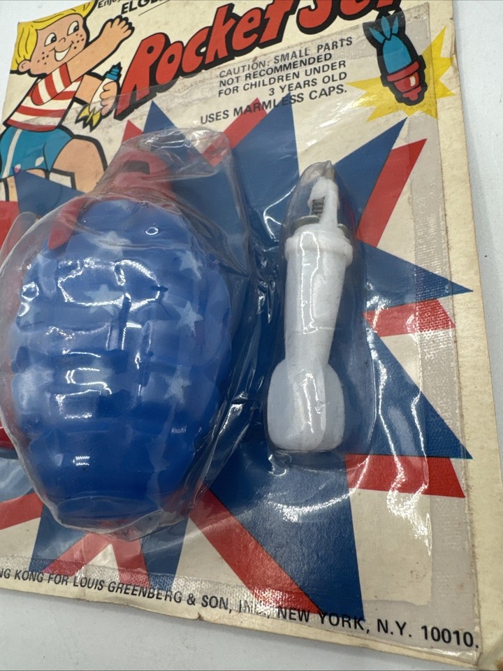 RARE Vintage RED WHITE BLUE Novelty TOY Cap Bomb Hand Grenade & 2 ...