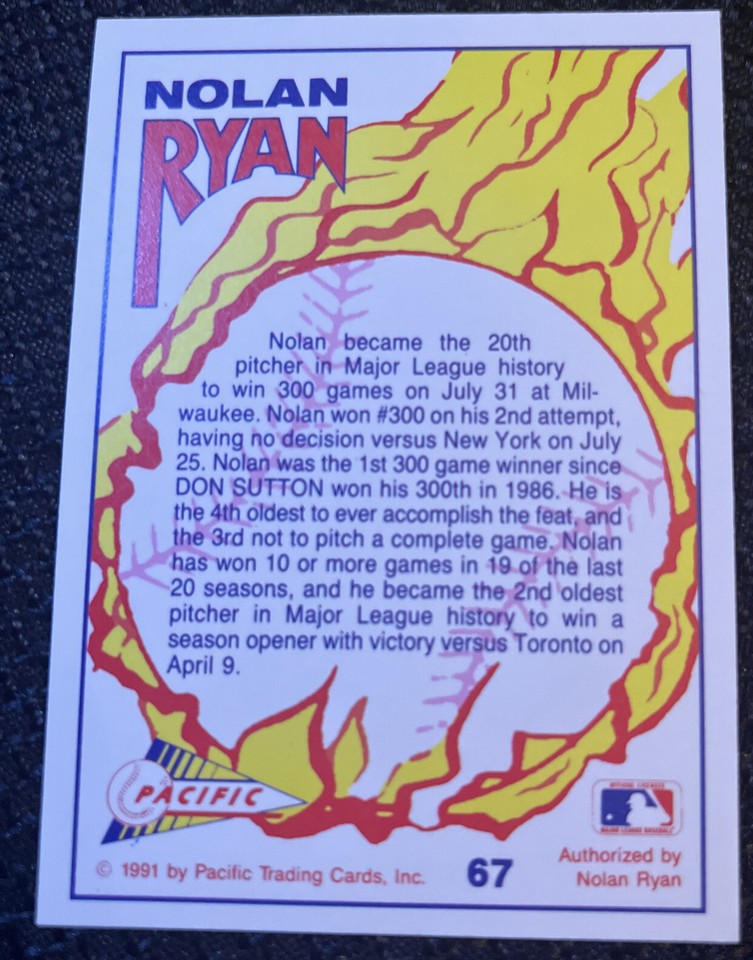 Nolan Ryan 1991 Pacific Nolan Ryan Texas Express #67 Baseball Card | eBay