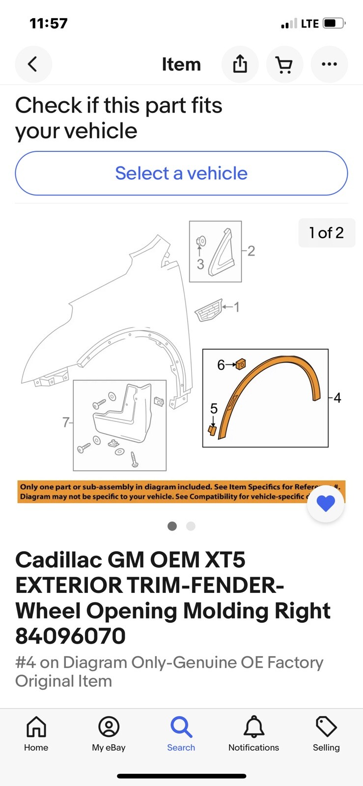 Cadillac GM OEM XT5 EXTERIOR TRIM-FENDER-Wheel Opening Molding left ...