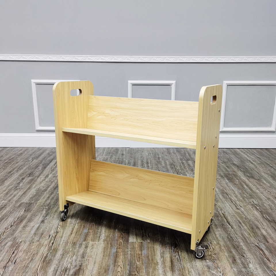 Wood (MDF) Book Cart Library Pew Cart Binder Rack Rolling Storage Cart ...