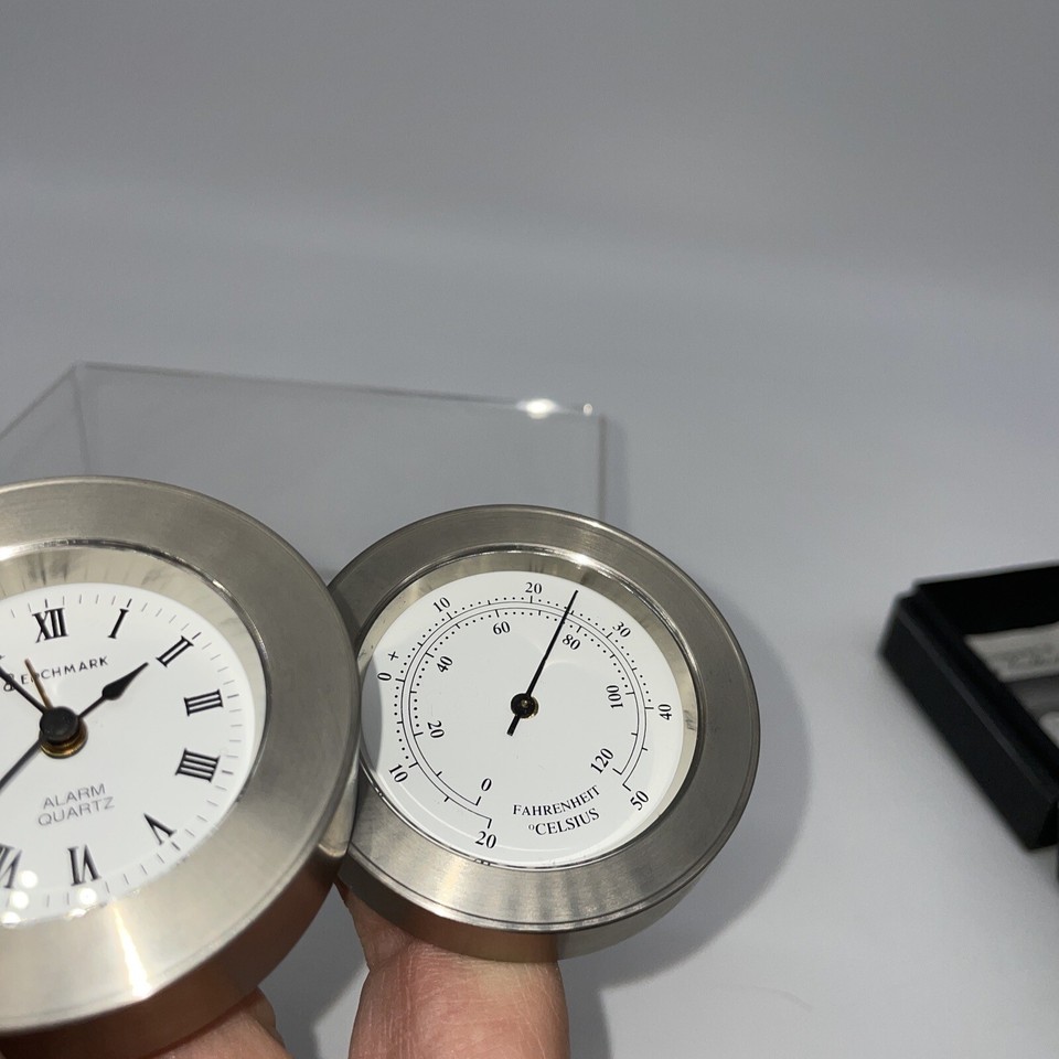 Benchmark Clock Thermometer Silver Tone The Sterling Trio Collection ...