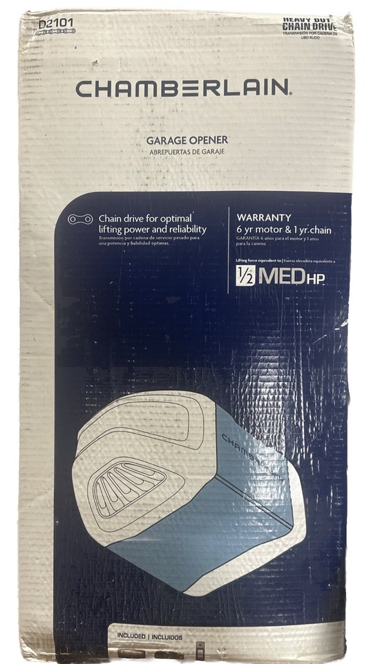 NEW Chamberlain D2101 1/2 HP Heavy-Duty Chain Drive Garage Door Opener ...