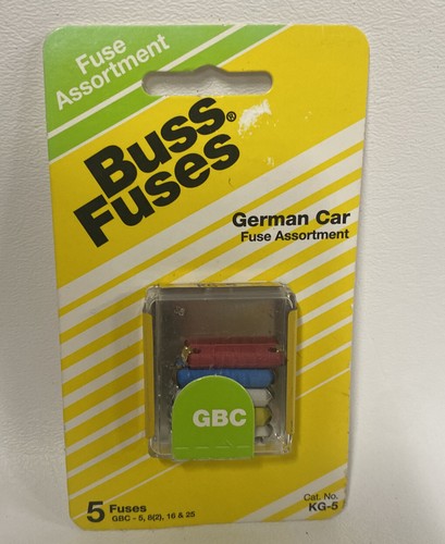 New Cooper Bussmann German Car Fuse Assortment KG5 5 Fuses GBC 5,8(2 ...
