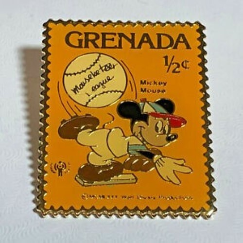 Disney Mickey Mouse Mousketeer League Baseball Grenada Stamp Pin Tac ...
