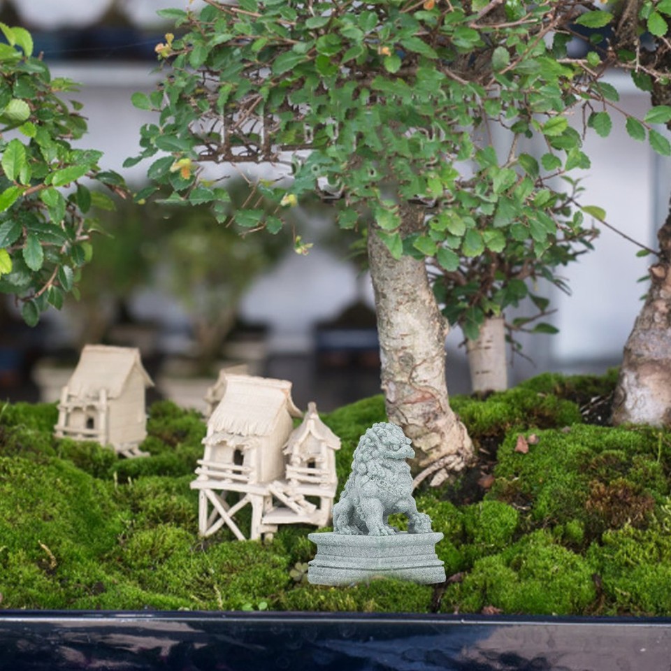 Chinese Guardian Lion Ornament Mini Statues Miniature Decor Sculpture ...