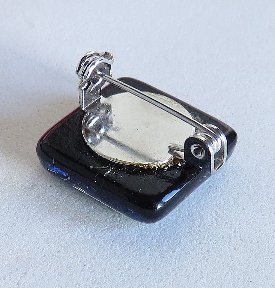 Handmade Turquoise & Black Dichroic Glass Brooch / Pin – Fused Art ...