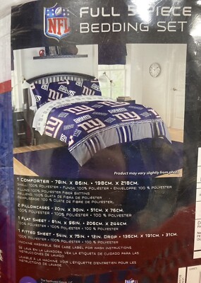 NWT New York Giants 5 Pc Full Bedding Comforter Sheet Pillowcase Set ...