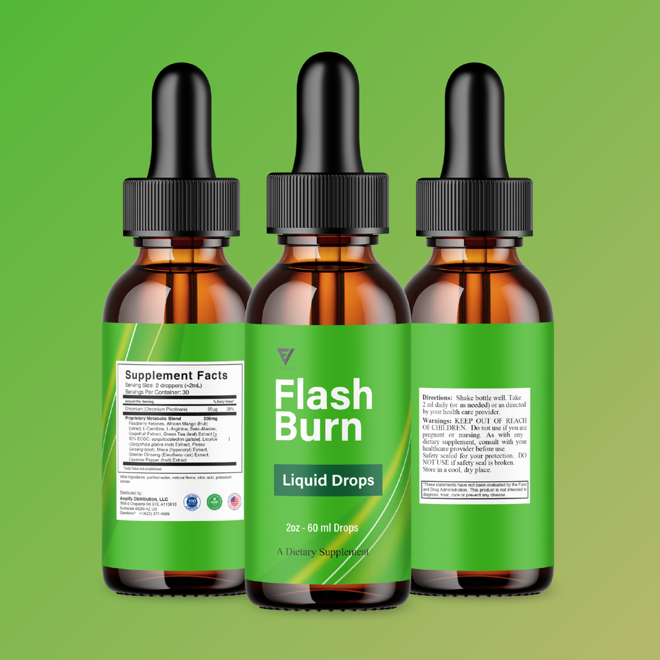 (5 Pack) FlashBurn Health Support Drops, Flash Burn Advanced Supplement ...