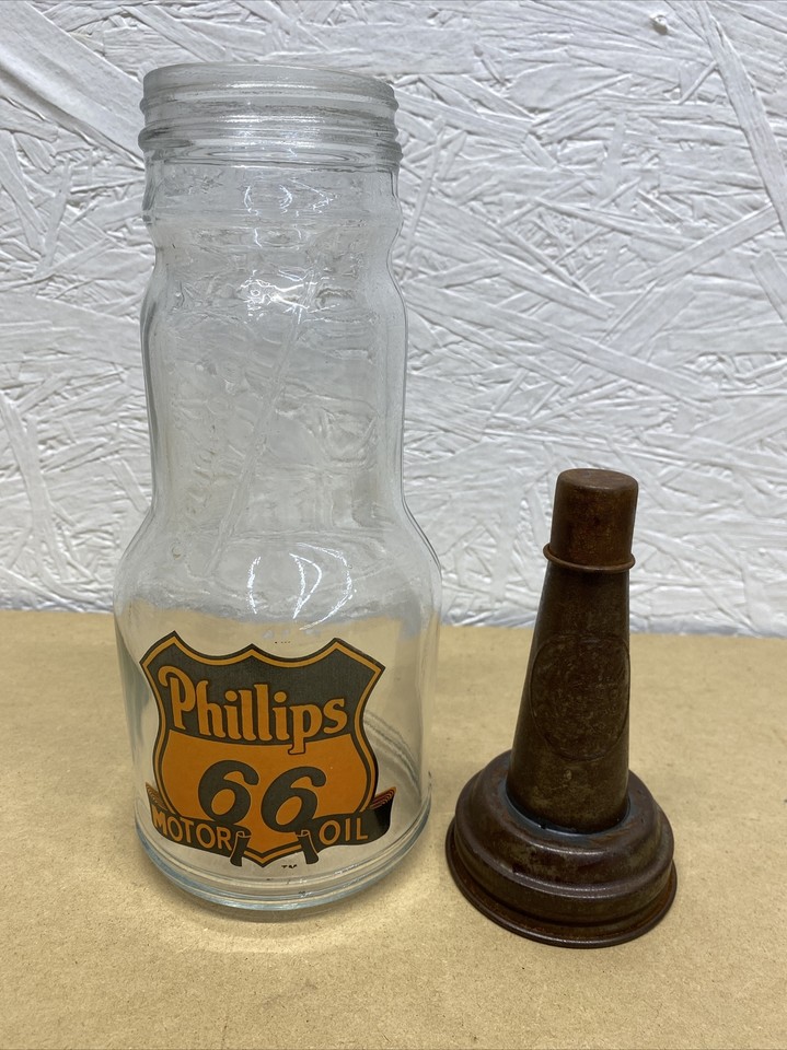 Phillips 66 Motor Oil Bottle Spout Cap Glass Vintage Style Gas Station ...
