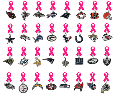 NFL Lapel Pin Breast Cancer Awareness Hot Pink Ribbon PICK YOUR TEAM ...