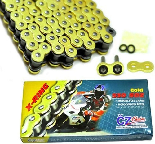 Motorcycle Chain Gold 530 CZ X ring 120 links 530 GSXR R R1 ZX14 ZX6 ...