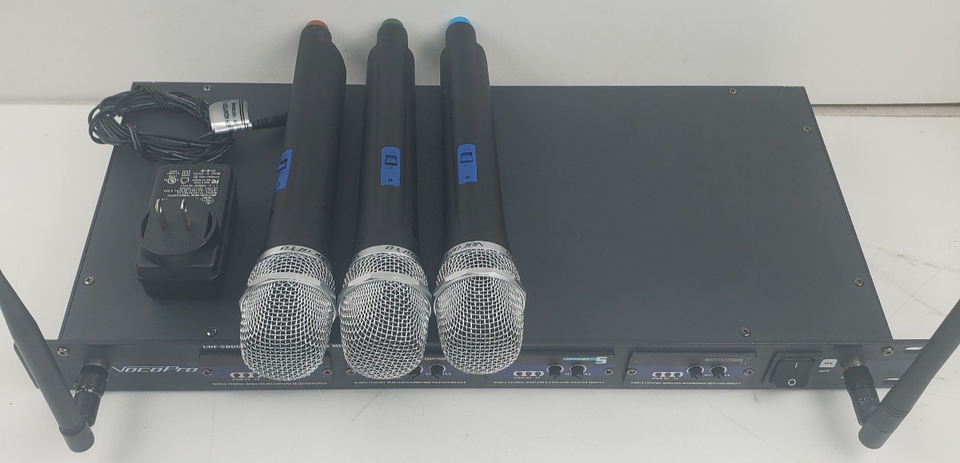 VocoPro UHF-5800 4-Channel Wireless Microphone System w/ 3 Handheld ...