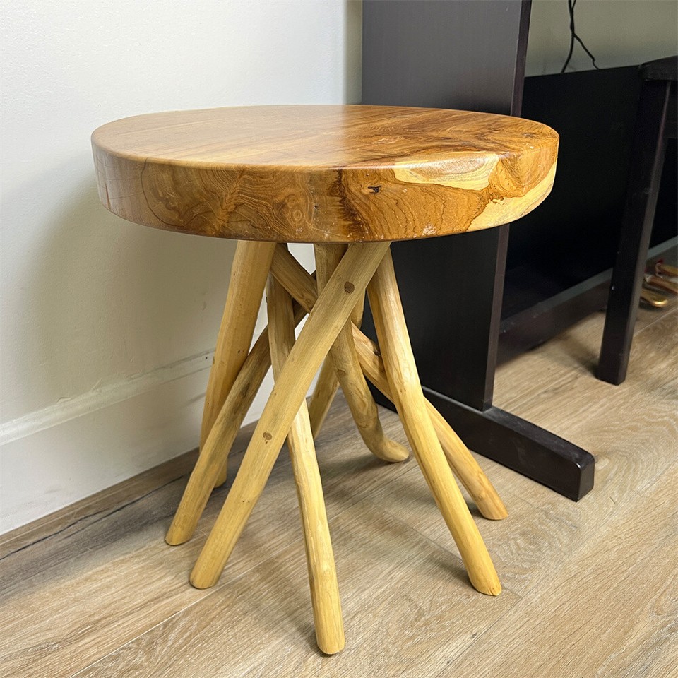 Teak Wood Branch End Table Rustic Side Table Small Accent Table Plant ...